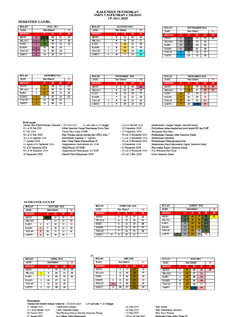 Kalender Pendidikan TP 2024-2025 | PDF