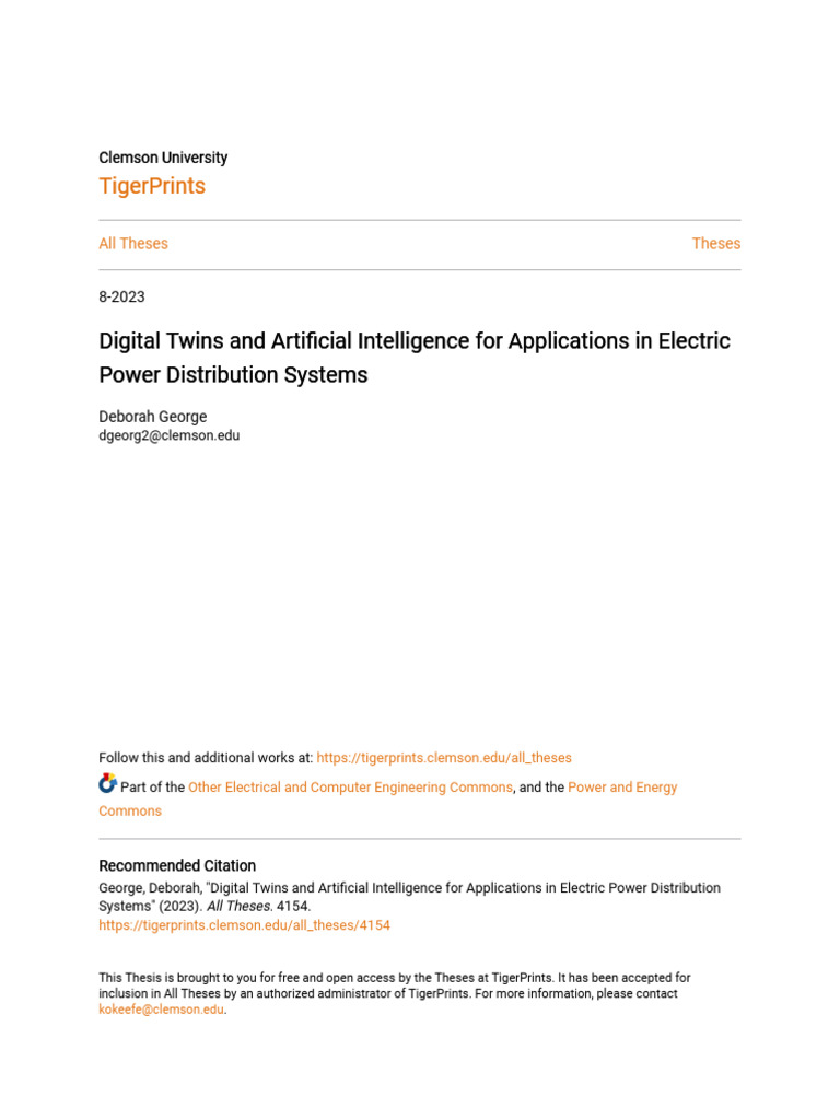 Digital Twins and AI For Power Distribution | PDF