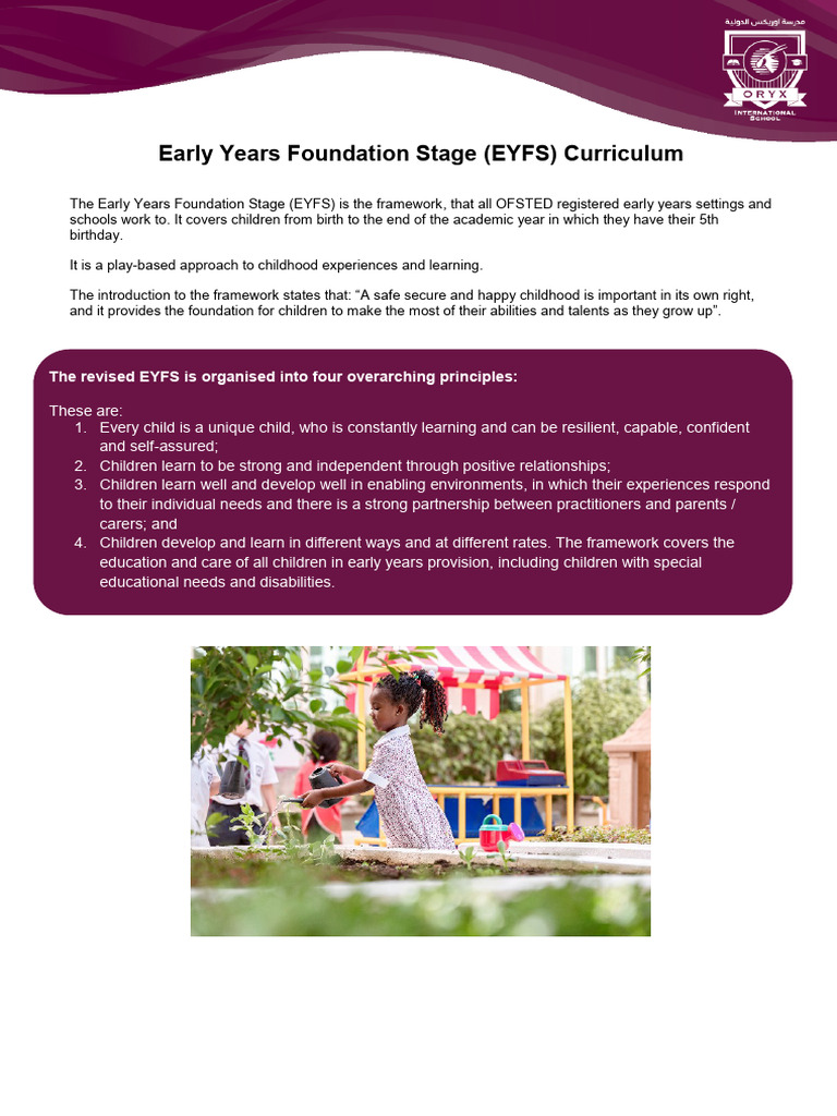 EYFS Curriculum Overview and Activities | PDF | Literacy | Wellness