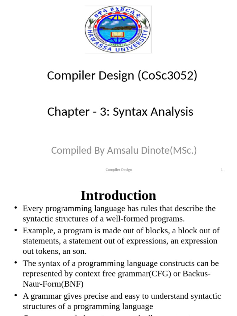 Chapter 3 Syntax Analysis 2021 | PDF