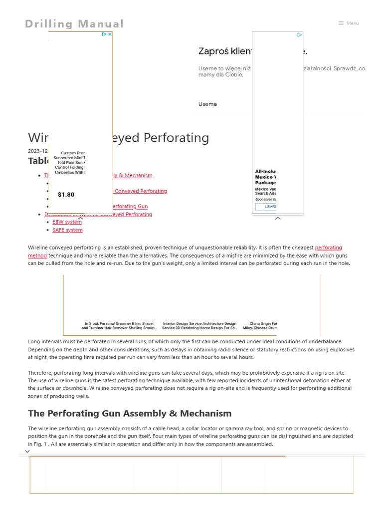 Wireline Conveyed Perforating - Drilling Manual | PDF