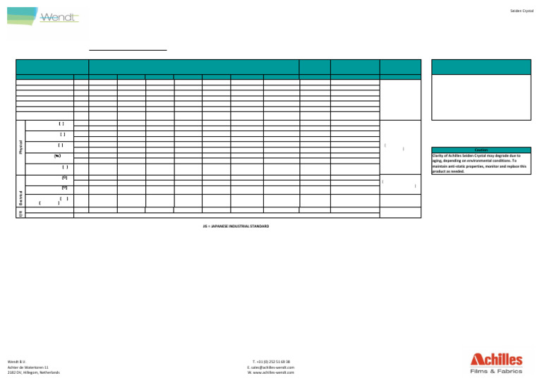 Achilles PVC Film Seiden Crystal Datasheet | PDF