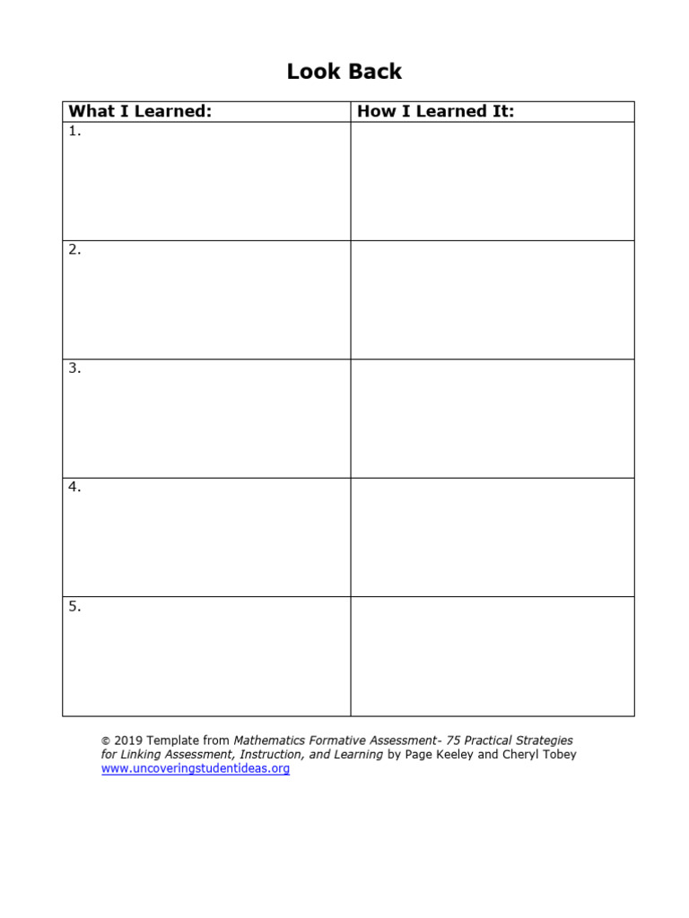 Look+Back Math | PDF | Career & Growth