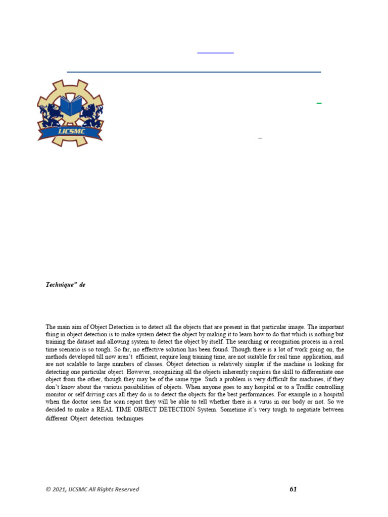 Real Time Object Detection Using Yolo Algorithm | PDF