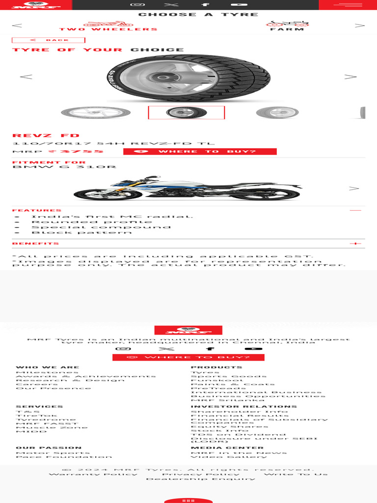 110-70r17-54h Revz-Fd-Tl High-Quality 2 Wheeler Tyres | PDF
