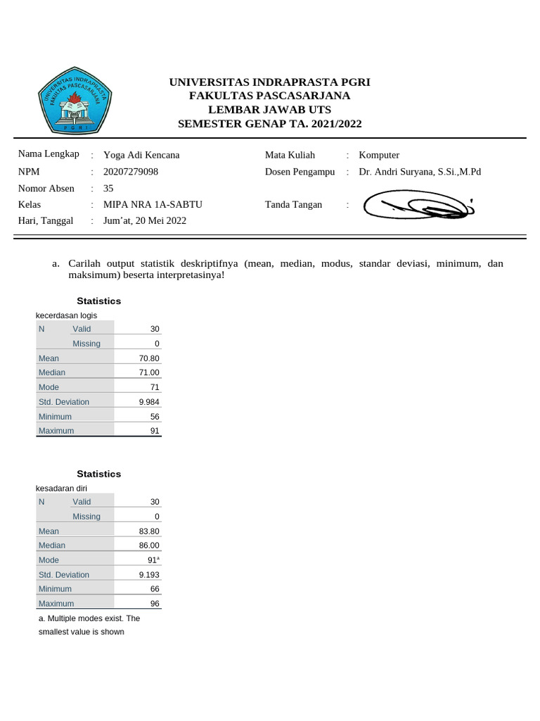 Yoga Adi Kencana Komputer Uts | PDF