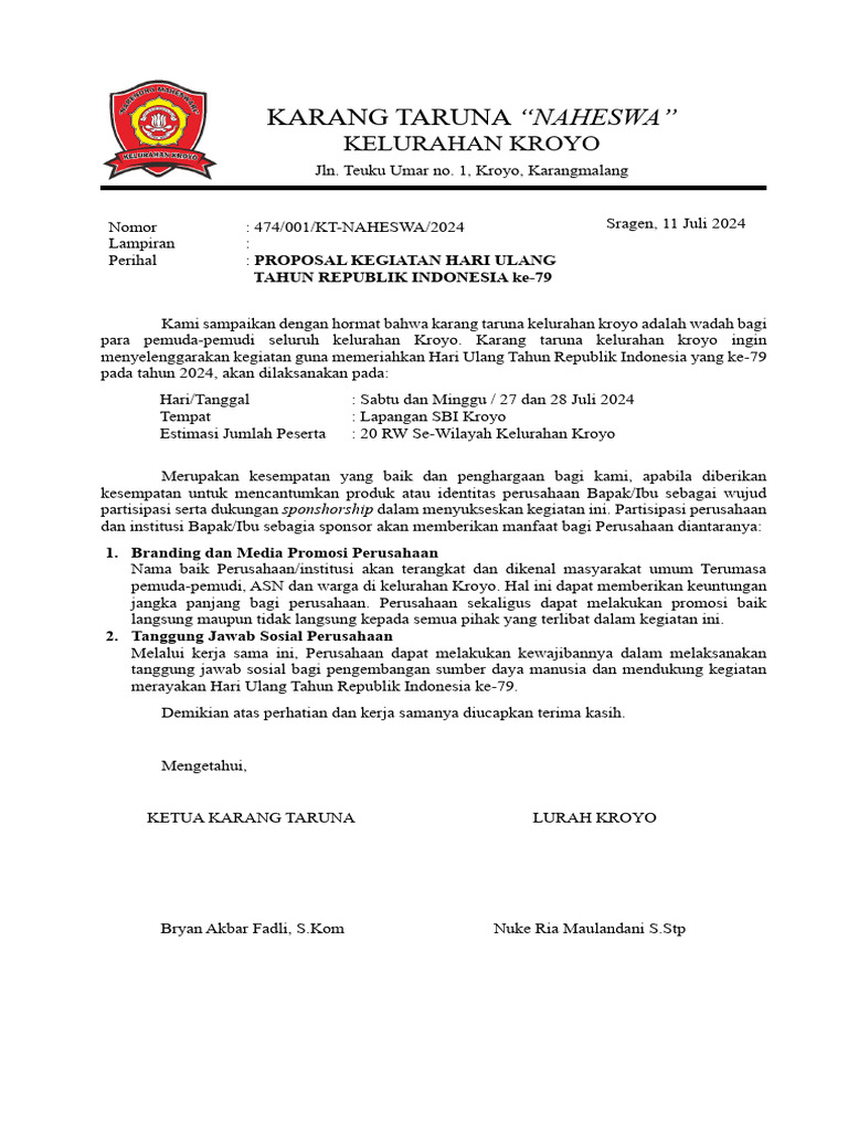 Proposal Karang Taruna Revisi | PDF