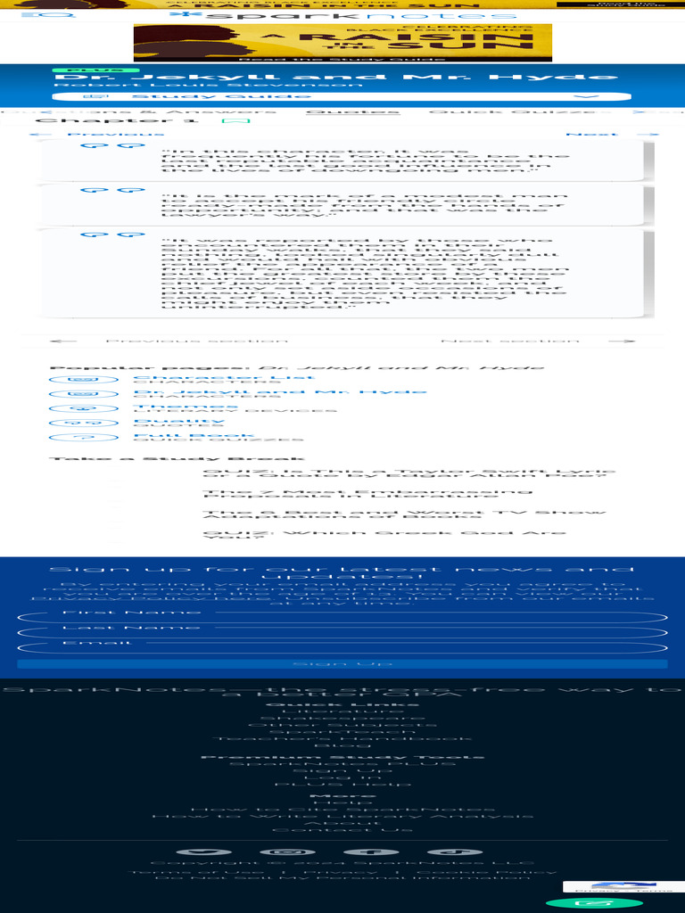 Dr. Jekyll and Mr. Hyde Quotes Chapter 1 Spark | PDF