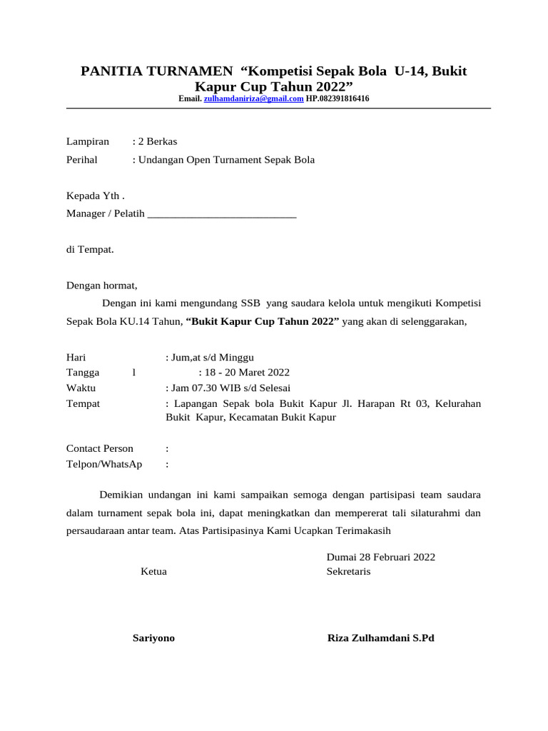 Undangan Turnamen New | PDF