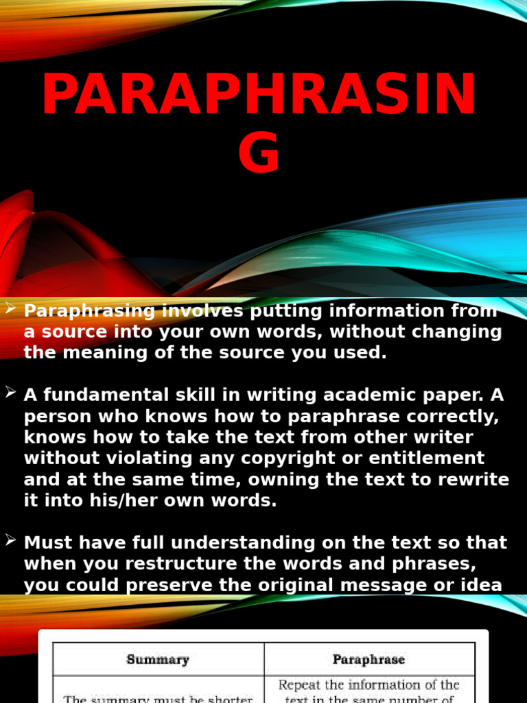 Lesson 4. Paraphrasing | PDF