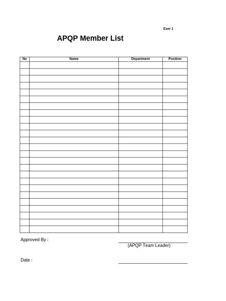 Exer 1 APQP Members | PDF