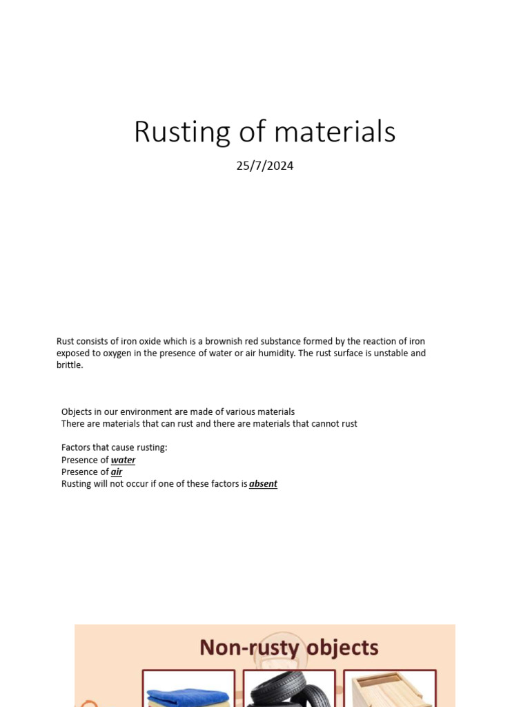 Rusting of materials | PDF