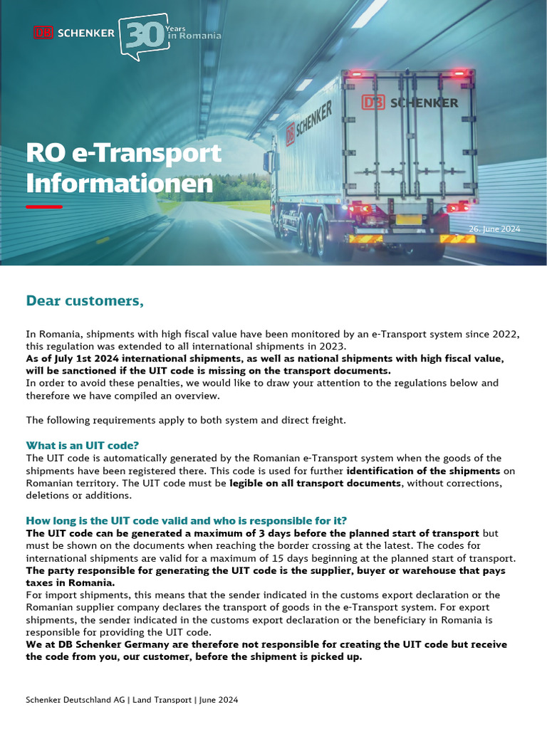 2024.06.26 - Customer Information - UIT-Codes Romania - Update Engl. | PDF