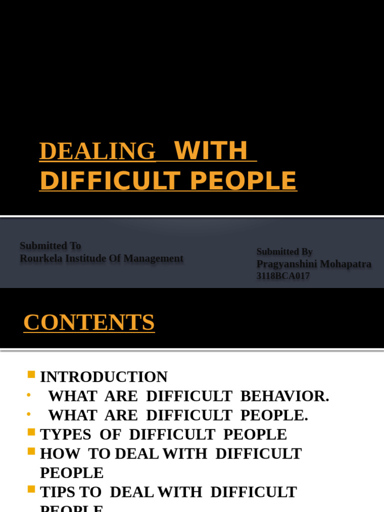 Dealing With Difficult Peoples | PDF