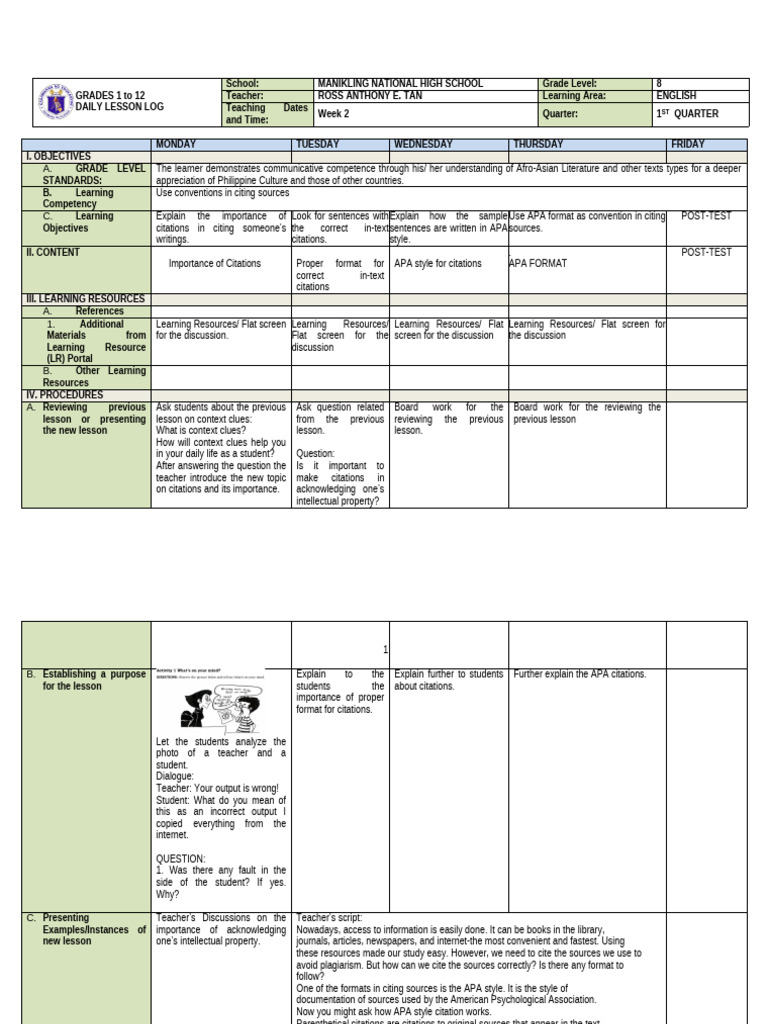 Grade 8 q1 Week 2 English | PDF