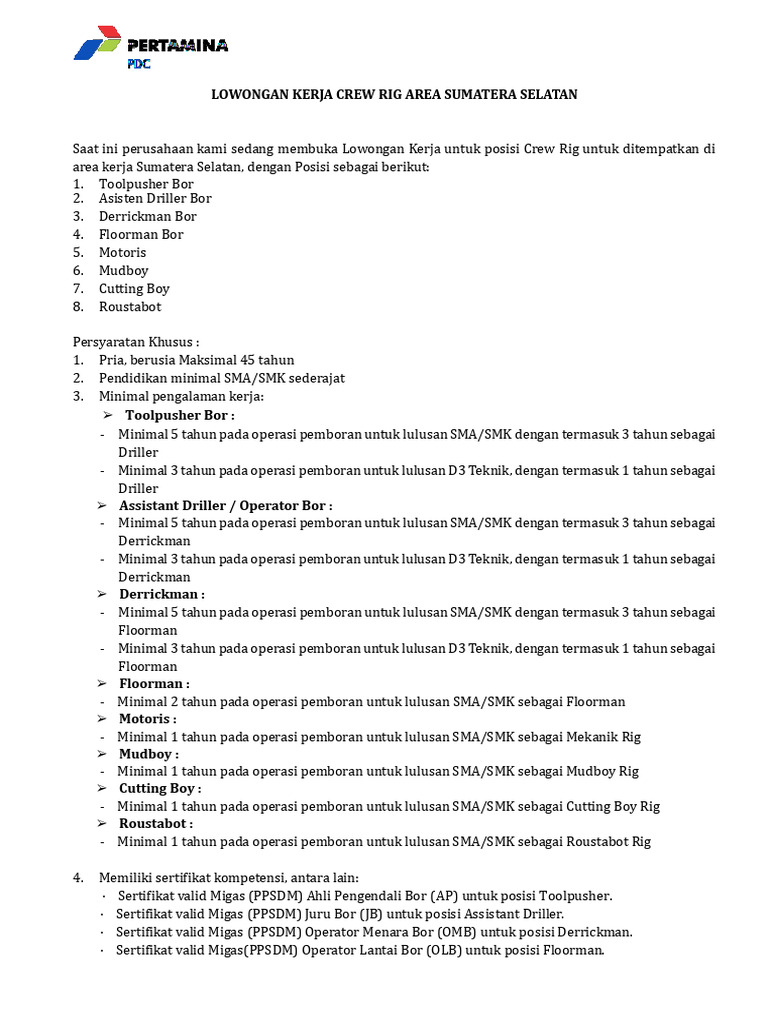 Lowongan Kerja - PDC-2 | PDF