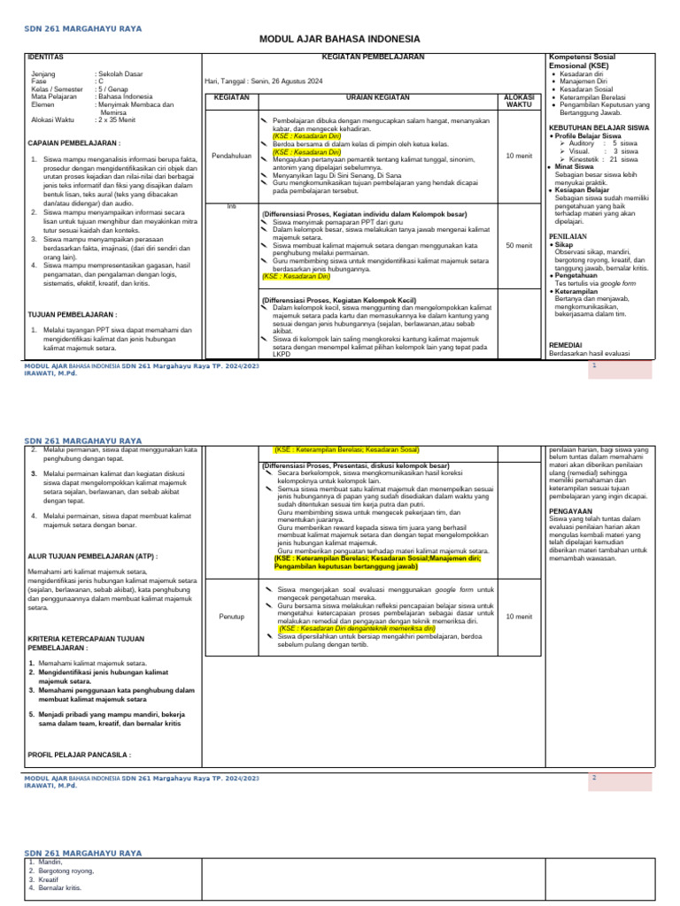 Modul Ajar Bin - Supervisi | PDF