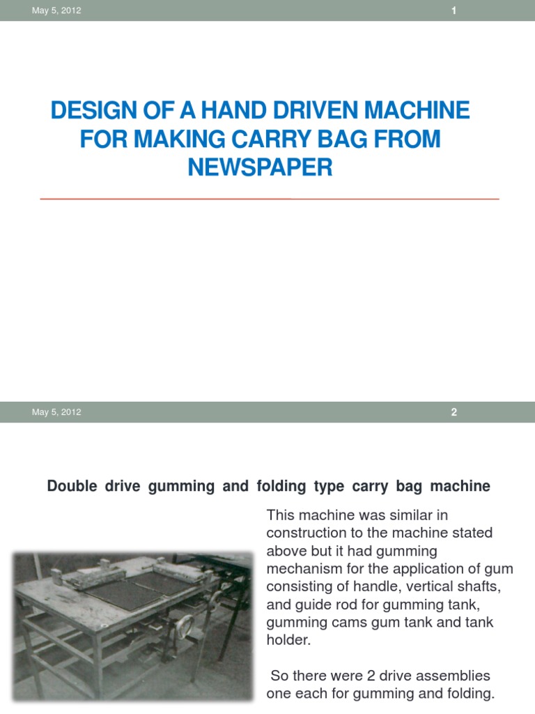 Hand-Driven Paper Bag Machine Design | PDF | Machines | Science And ...