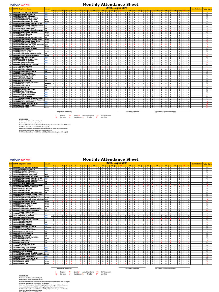 Timesheet Monthly - 2024 | PDF