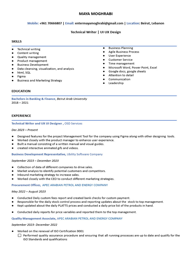 Maya-Moghrabi-Cv (2024) | PDF