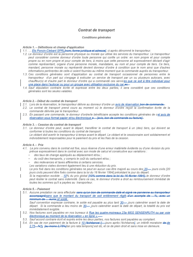 Contrat de Transport | PDF