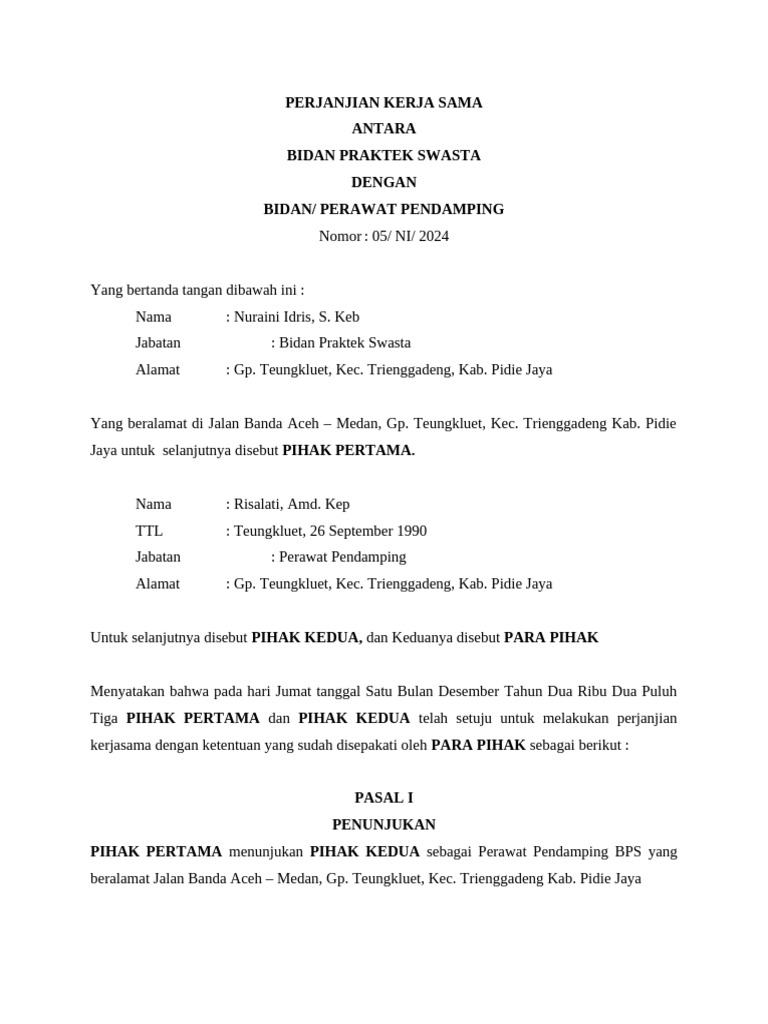 MOU Bidan Jejaring Bidan | PDF