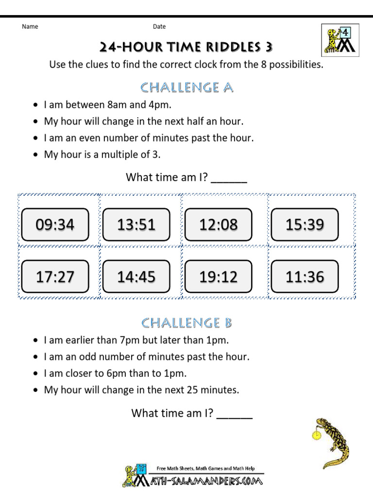 Time Riddles and Clock Challenges | PDF | Language Arts & Discipline