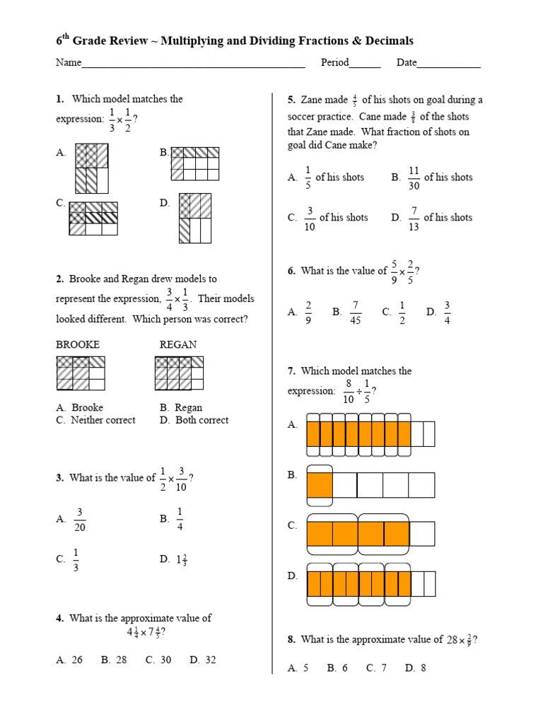 6th Grade Review 2 | PDF