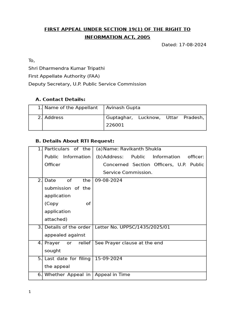 First Appeal (Tutorial 1) | PDF