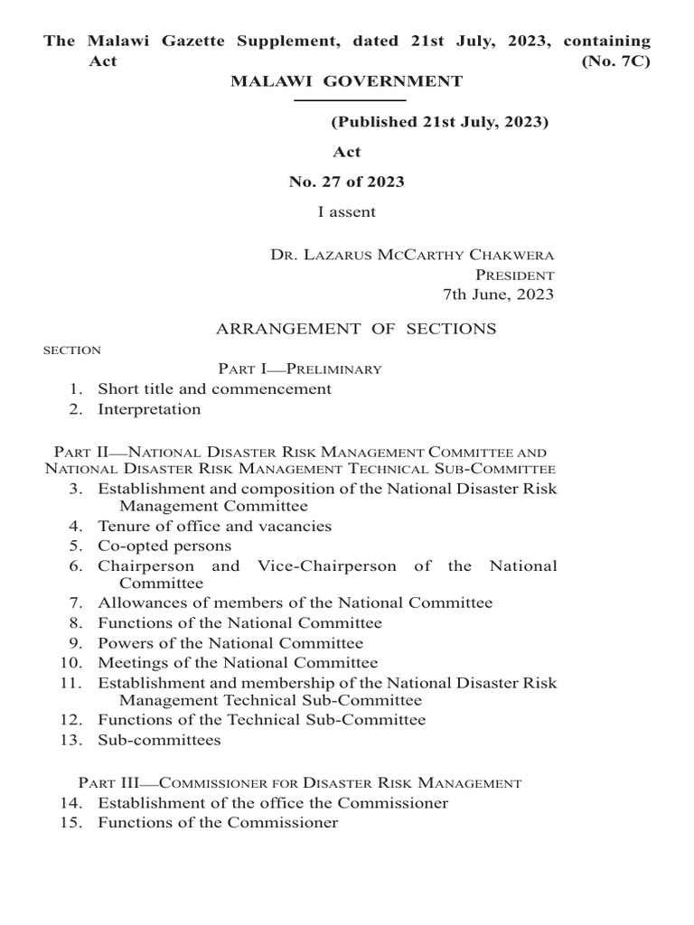 Disaster Risk Management Act 2023 | PDF