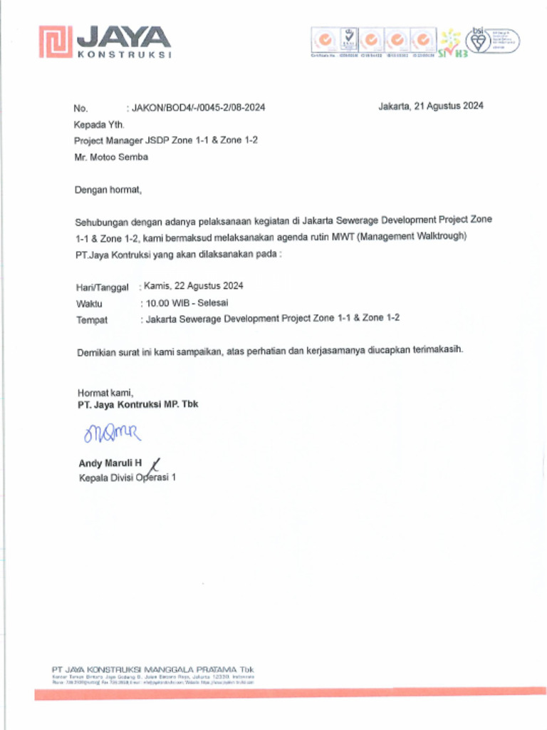 JAKON - Management Walthrough 21.08.24 | PDF