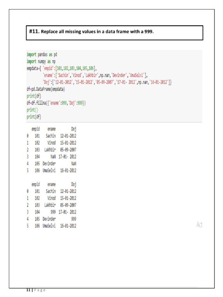 Class 12 Practical File Informatics Practices (1) - 11 | PDF