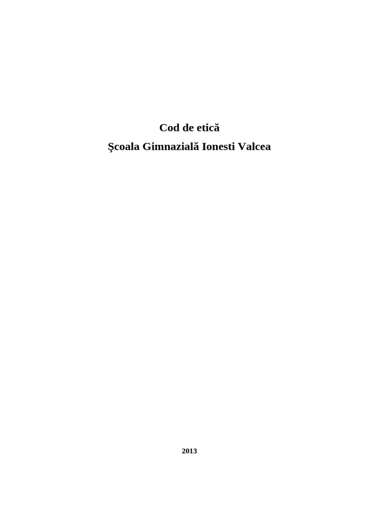 Código Ético Escolar Ionesti 2013 | PDF