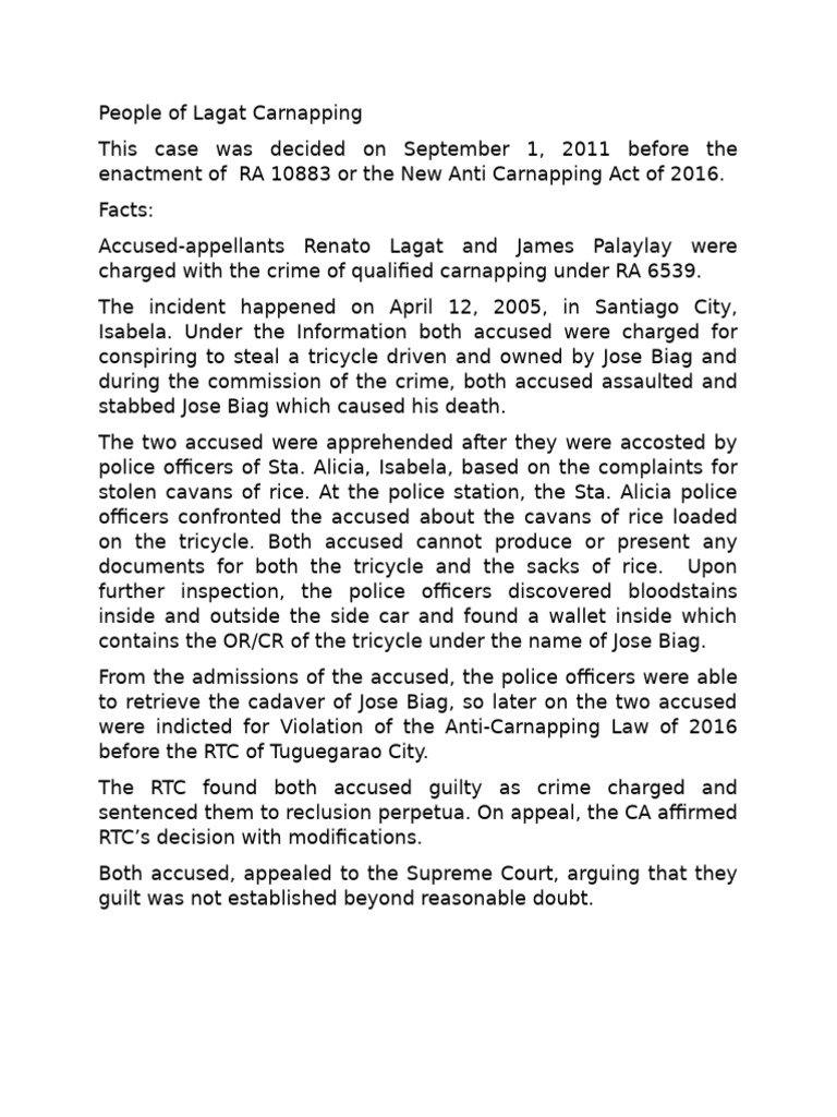 People Vs Lagat Carnapping | PDF