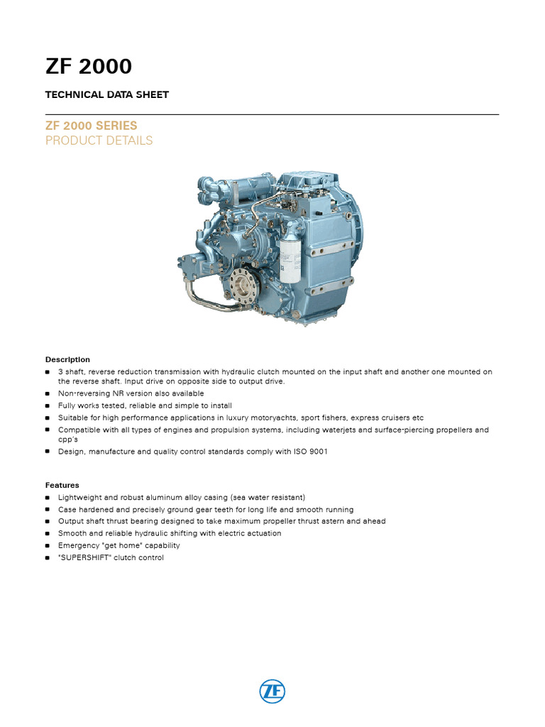 ZF - 2000 Technical Data Sheet | PDF