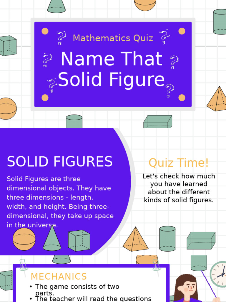 Colorful Illustrative Solid Figure Math Quiz Activity Presentation ...