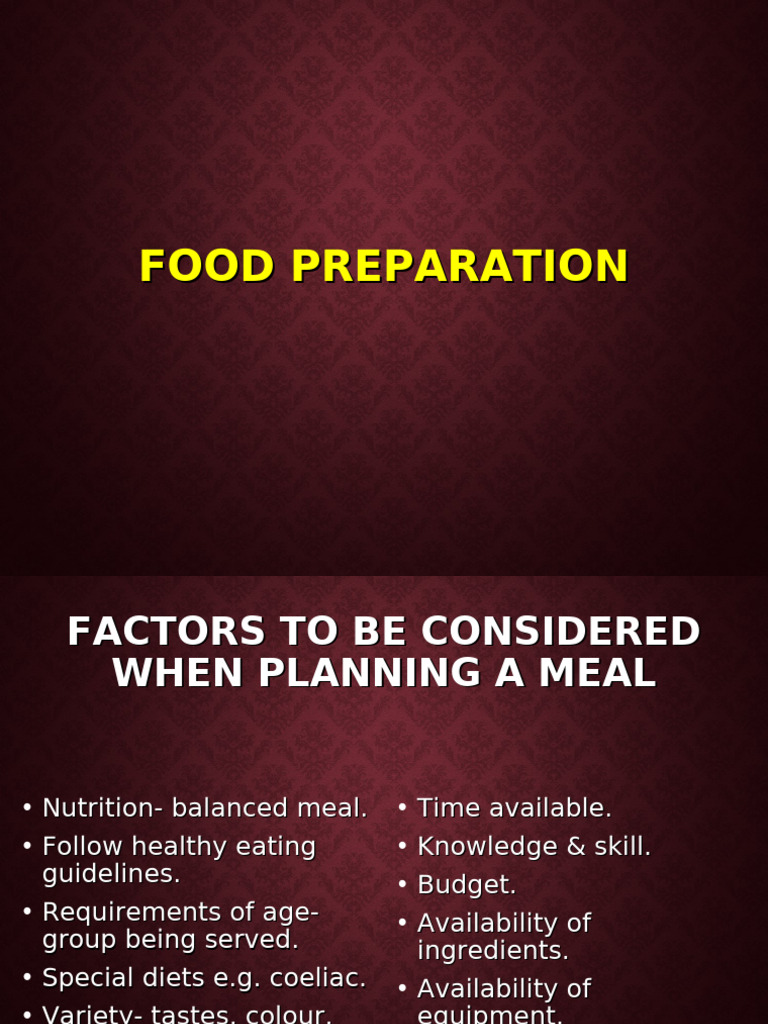 Meal Planning and Preparation 2 | PDF | Cooking | Pressure Cooking