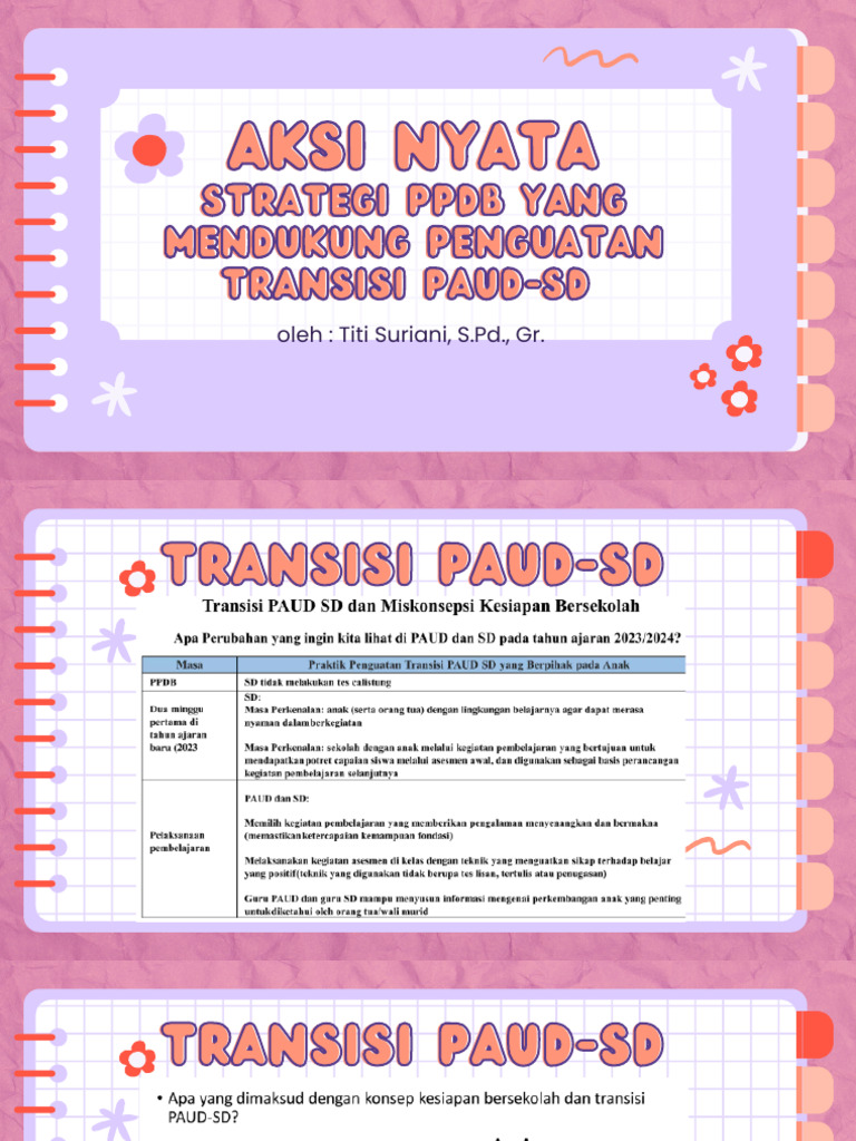 Aksi Nyata TRANSISI PAUD-SD - Titi Suriani | PDF