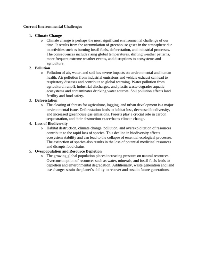 Current Environmental Challenges | PDF