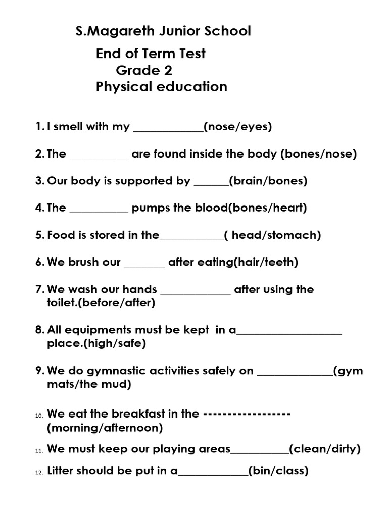 Grade 2 End of Term Tests 2021 | PDF