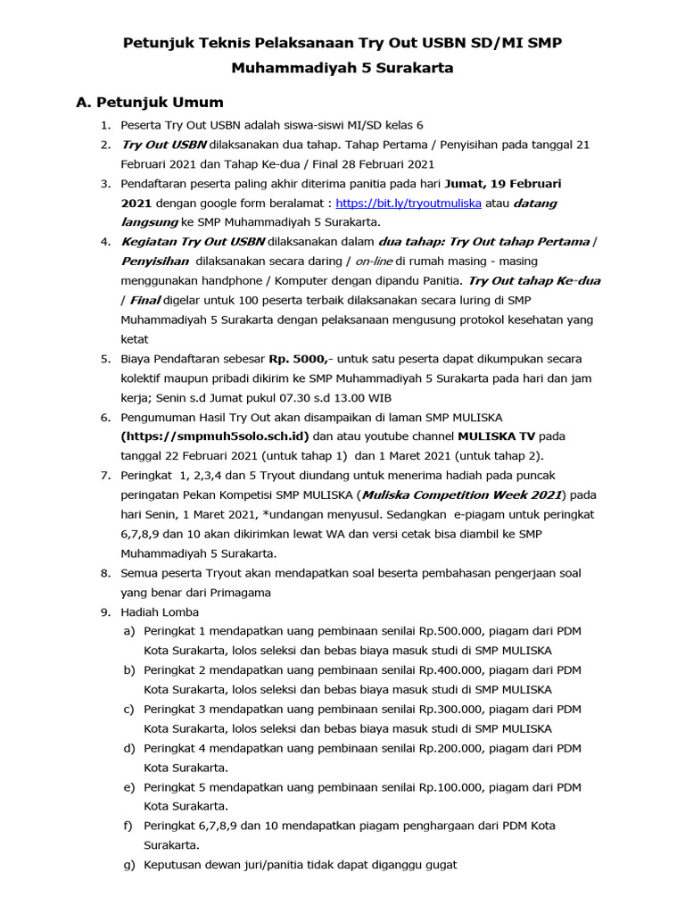 JUKNIS Try Out USBN SDMI 2021 FIX | PDF