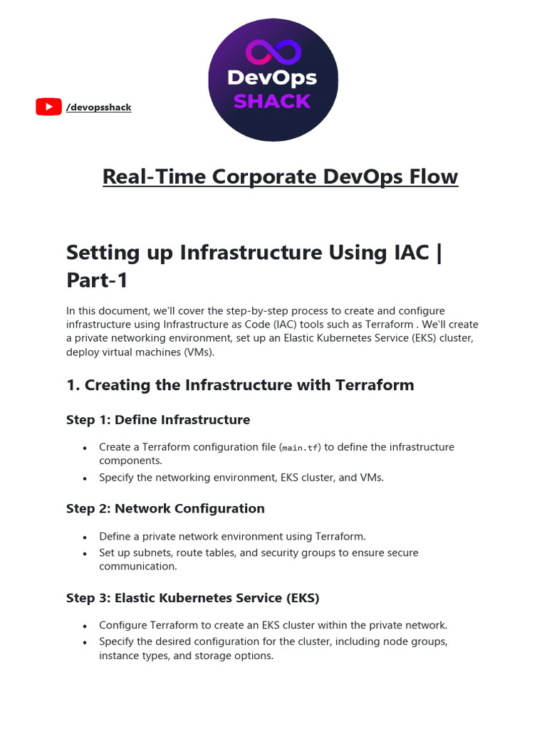 Real-Time Corporate Devops Flow Setting Up Infrastructure Using Iac - Part-1 | PDF