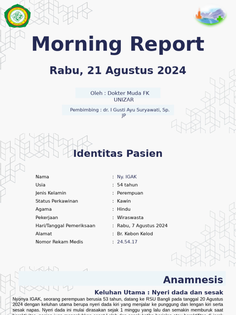 MR Stase Interna 20 Agustus 2024 Dr. Surya SP - JP | PDF