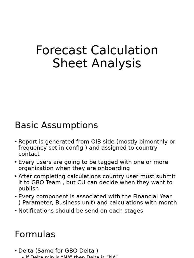 Forecast Calculation Analysis Pdf