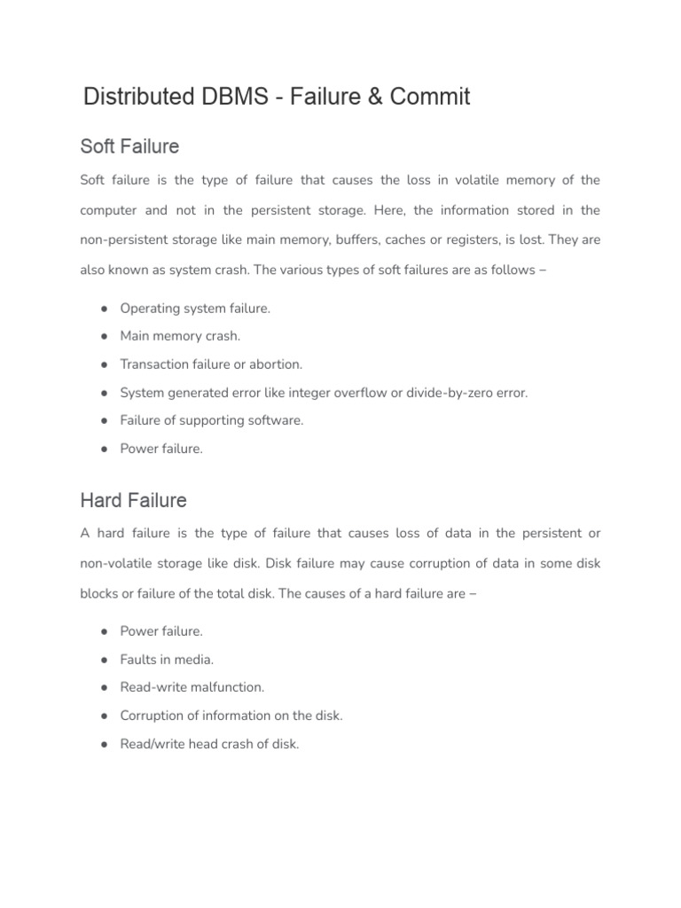 DDDBMS - Failure & Commit | PDF