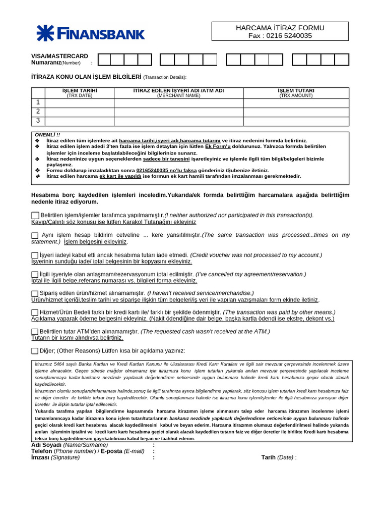 Harcama Itiraz Formu | PDF