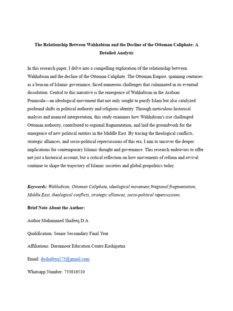 The Relationship Between Wahhabism and The Decline of The Ottoman ... The Relationship Between Wahhabism and The Decline of The Ottoman ...