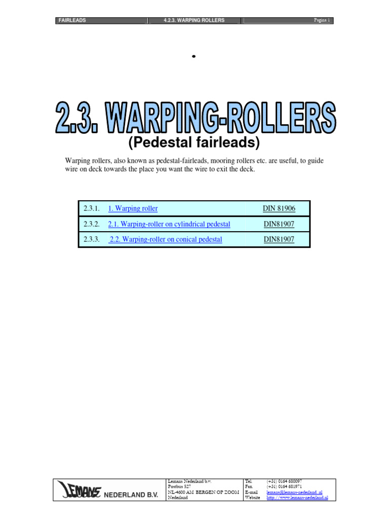 2 3 Pedestal Fairleads | PDF
