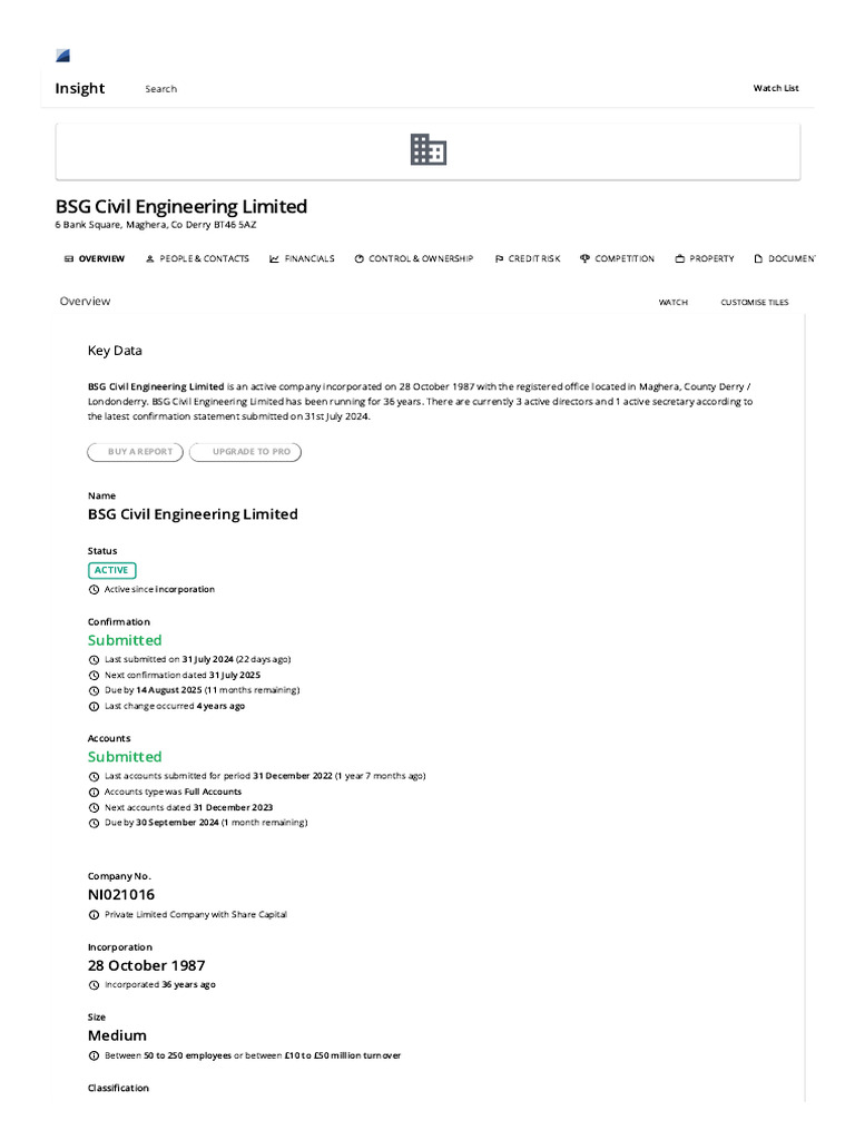 BSG Civil Engineering Limited - Company Profile - Endole | PDF