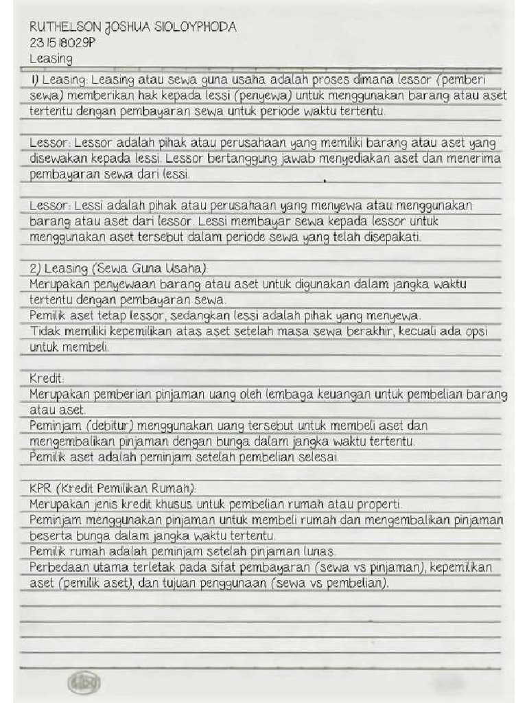 Joshua TUGAS. 7 Leasing | PDF